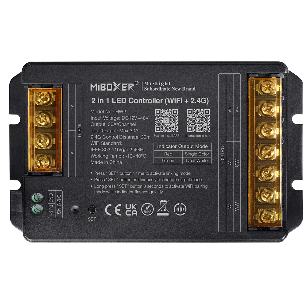 HW2 | MiBoxer - 2 in 1 LED Controller (WiFi+2.4G) Output Max 30A